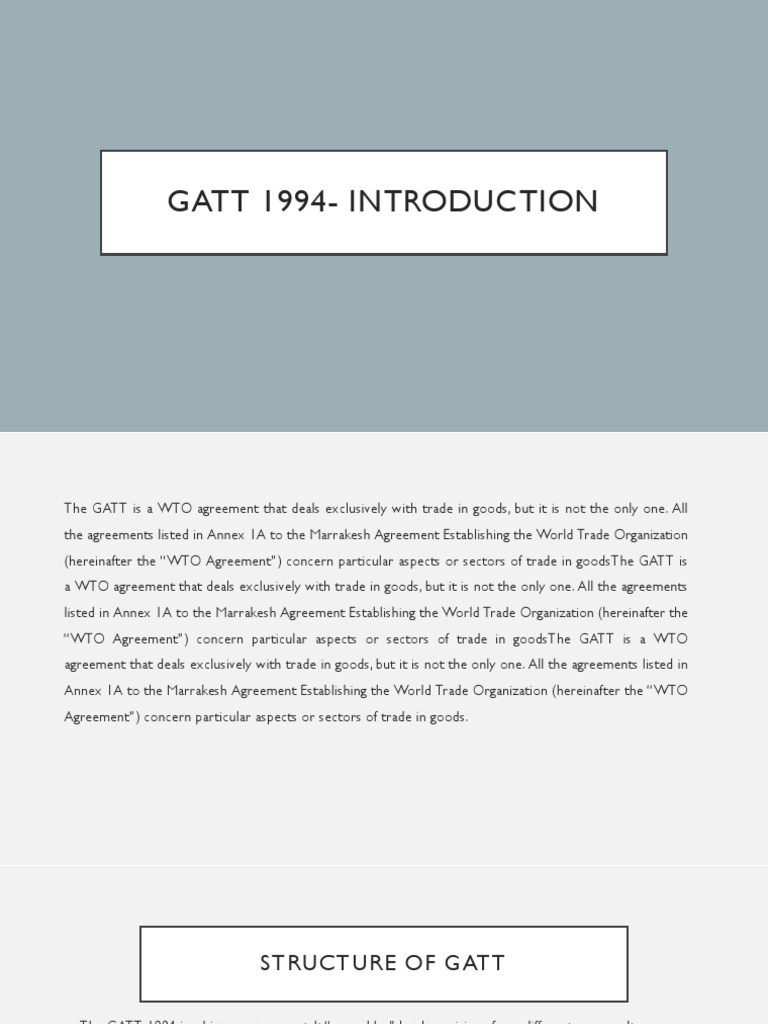 Gatt 1994-Introduction | PDF | World Trade Organization | General Agreement On Tariffs And Trade