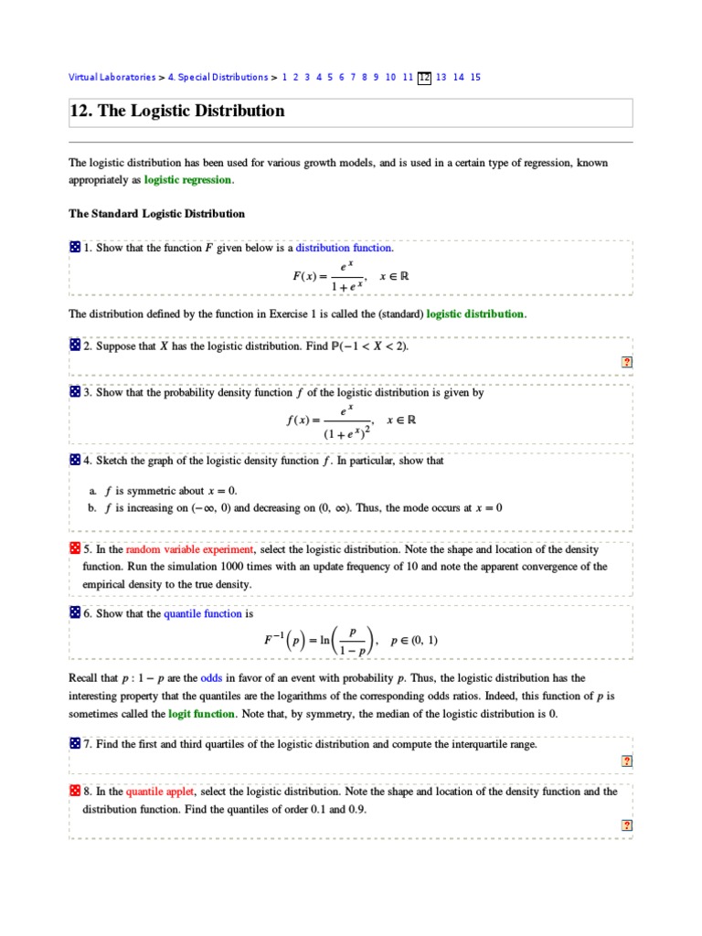 Logistic PDF | PDF | Logistic Regression | Probability Density Function