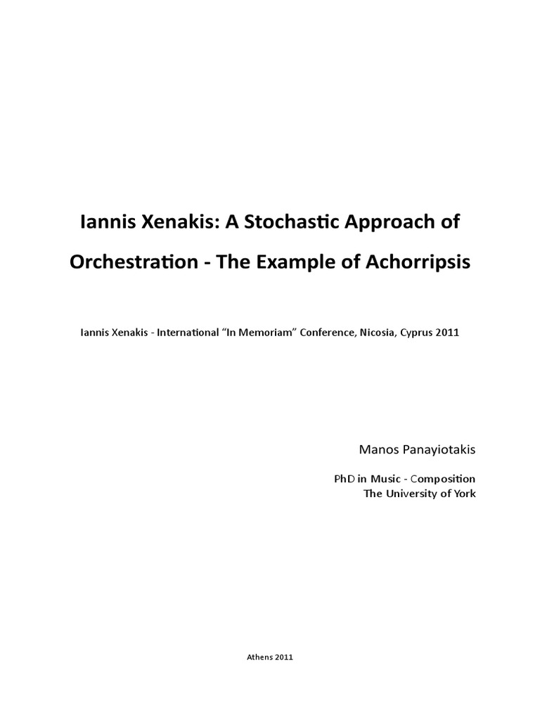 Iannis Xenakis A Stochastic Approach of PDF | PDF | String Instruments ...