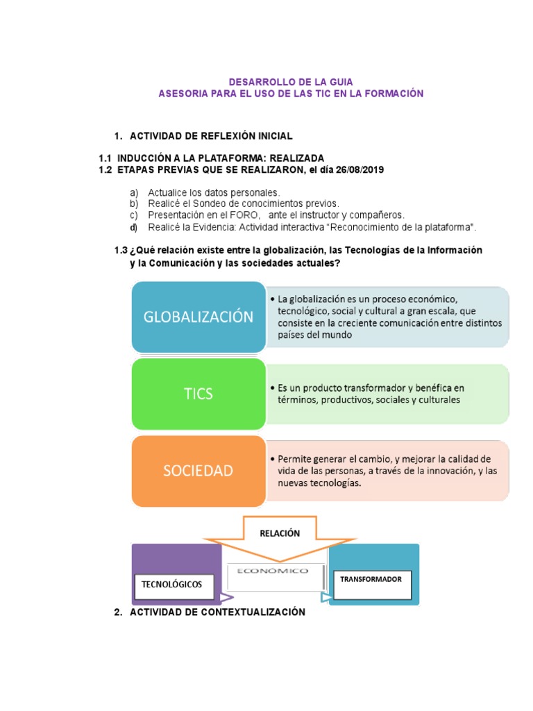 Desarrollo Actividad 1 - Tics | PDF | Tecnología de información y comunicaciones | Aprendizaje