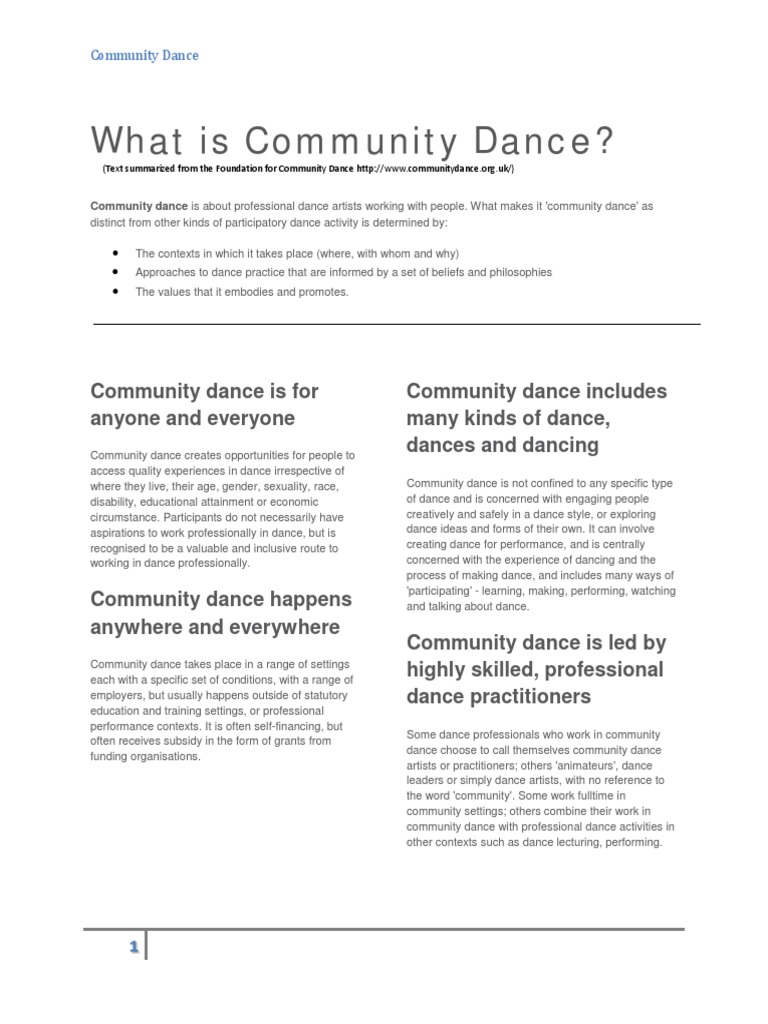 What Is Community Dance | PDF | Community | Dances