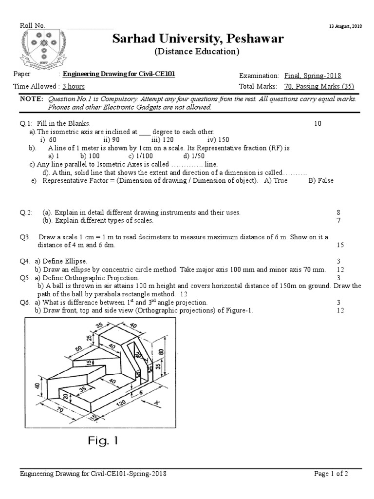 Https WWW - Suit.edu - PK Uploads Past Papers Engineering Drawing For ...