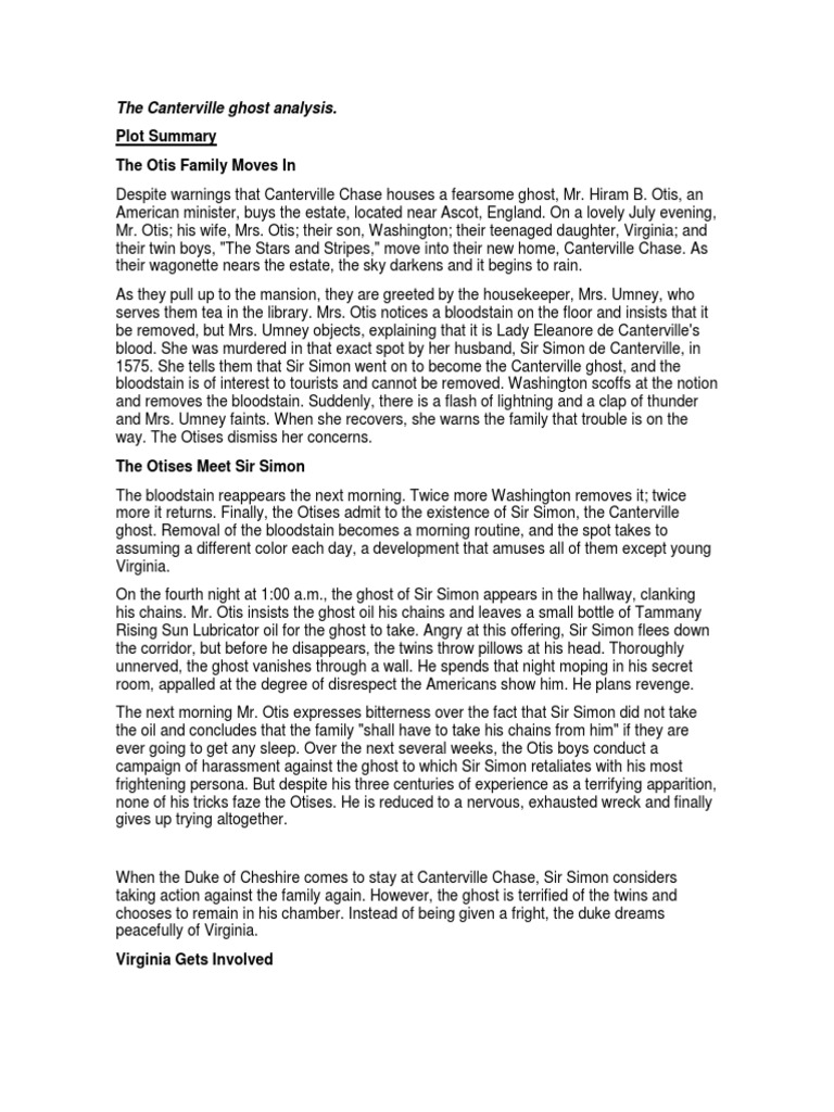 The Canterville Ghost Analysis | PDF | Ghosts