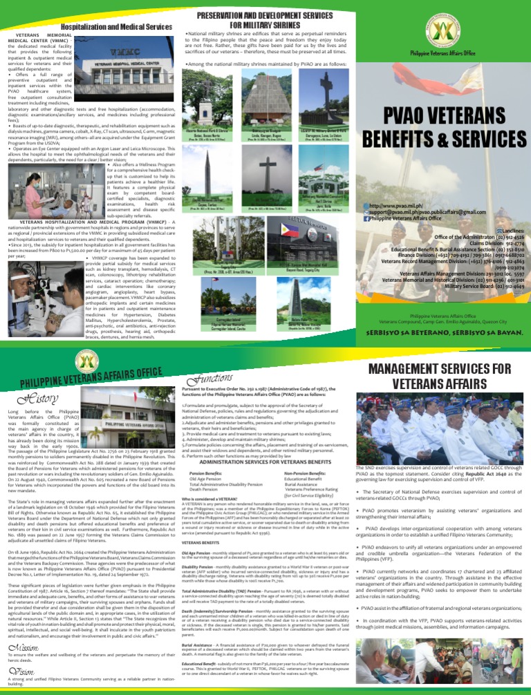 Pvao Brochure Final and Approved For Printing | PDF | Veteran | Pension