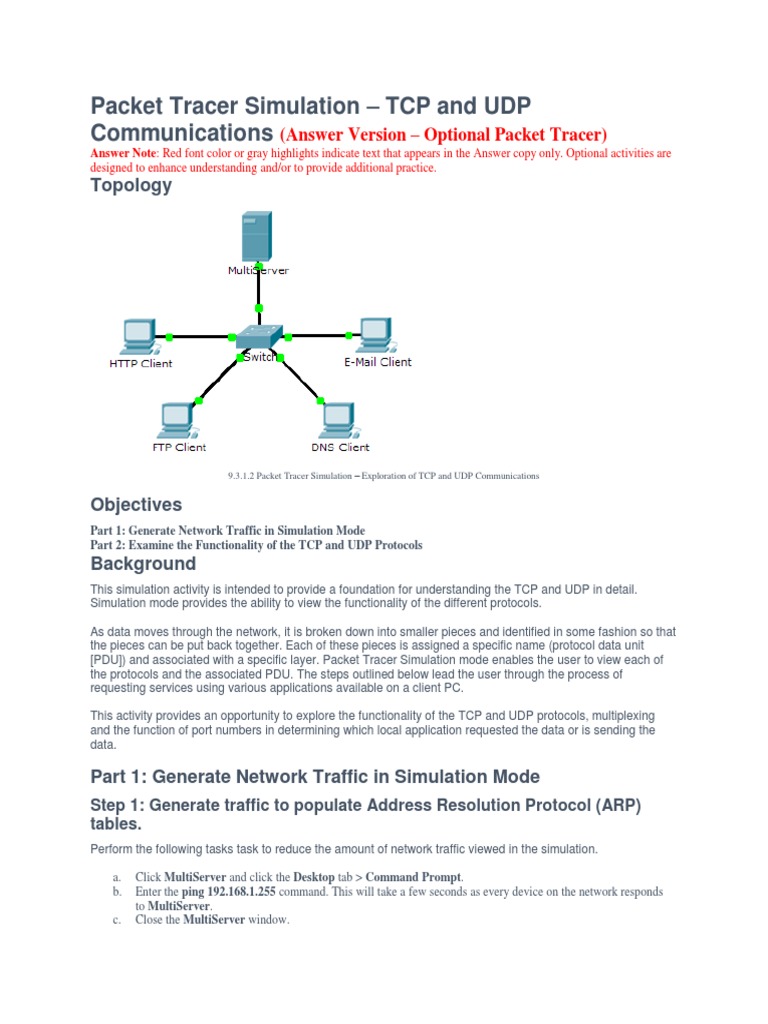 CCNA Network Traffic TCP and UDP | PDF | Transmission Control Protocol ...