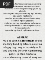 Pagsulat NG Abstrak PPT 1 | PDF