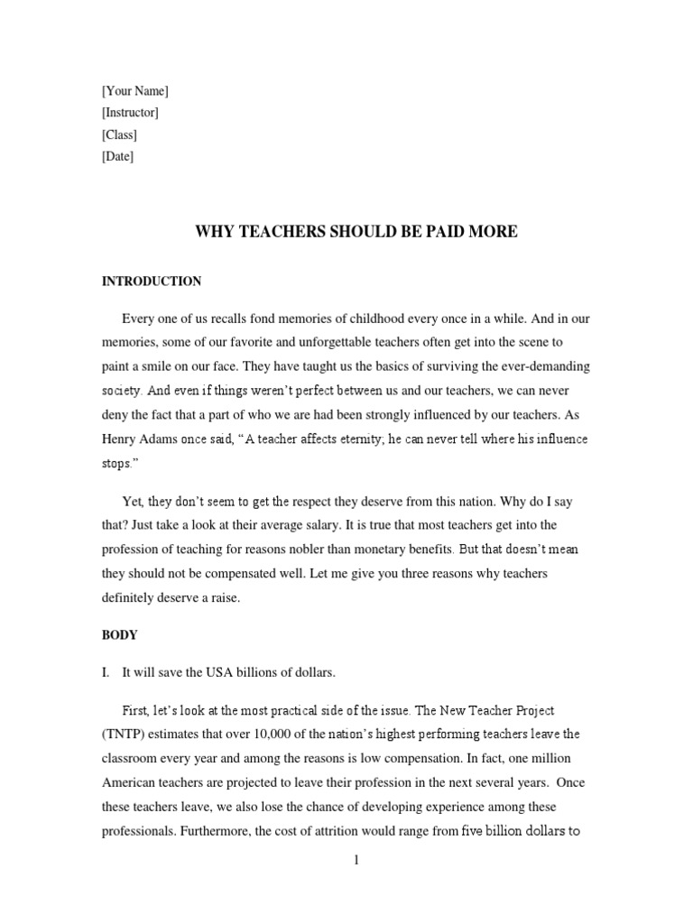 Teachers Should Be Paid More Persuasive | Download Free PDF | Teachers ...