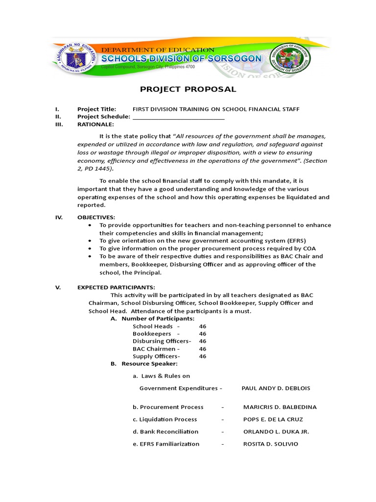 Project Proposal: I. Project Title: II. Project Schedule: - Iii. Rationale | Download Free PDF ...