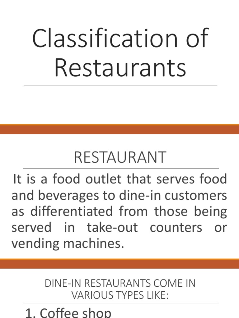 Restaurant Classification and Service Types | PDF | Restaurants ...