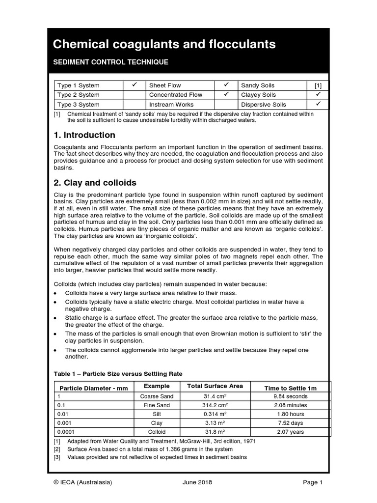 Chemical Coagulants and Flocculants Fact Sheet | PDF | Hydroxide ...