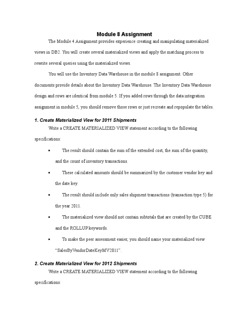 Module 8 Assignment | PDF | Sql | Database Transaction