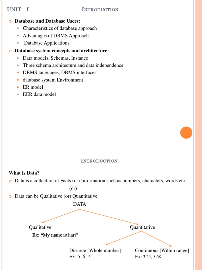 Dbms Unit 1 Final Pdf Data Model Databases