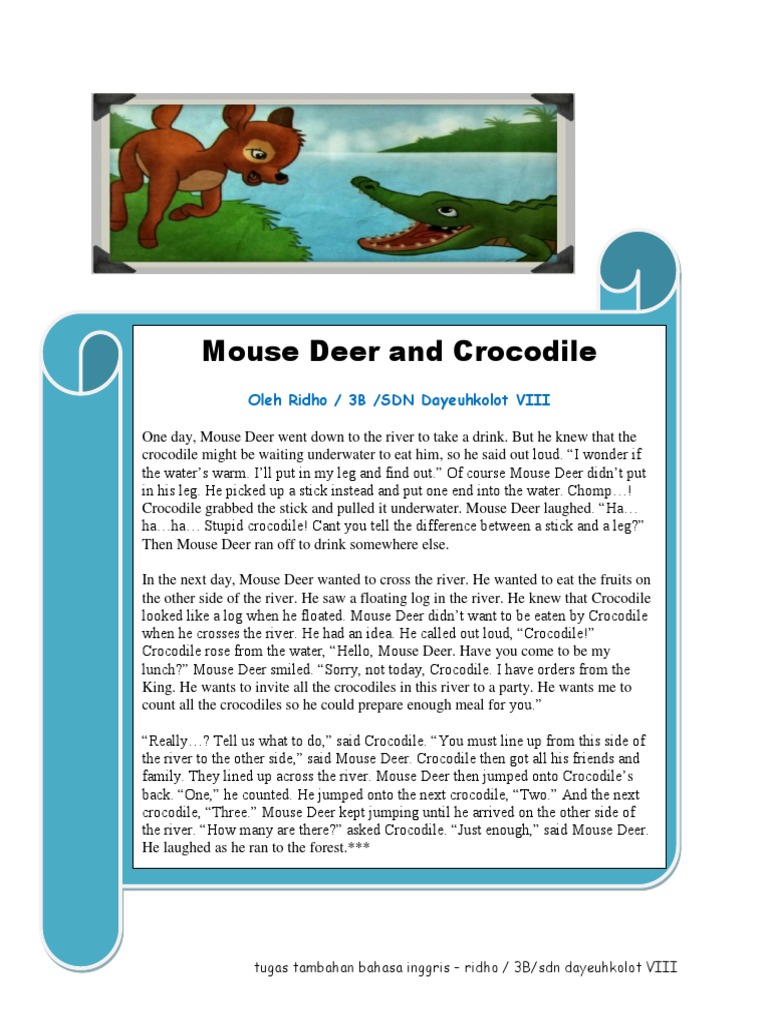 Mouse Deer and Crocodile: Oleh Ridho / 3B /SDN Dayeuhkolot VIII ...