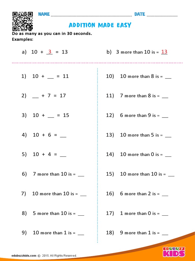 10 Addition Made Easy | PDF