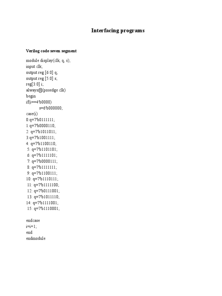 Interface Verilog Code | PDF | Digital Electronics | Manufactured Goods