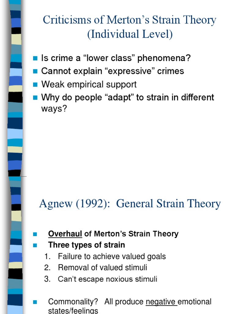 Criticisms of Merton's Strain Theory (Individual Level) | PDF ...