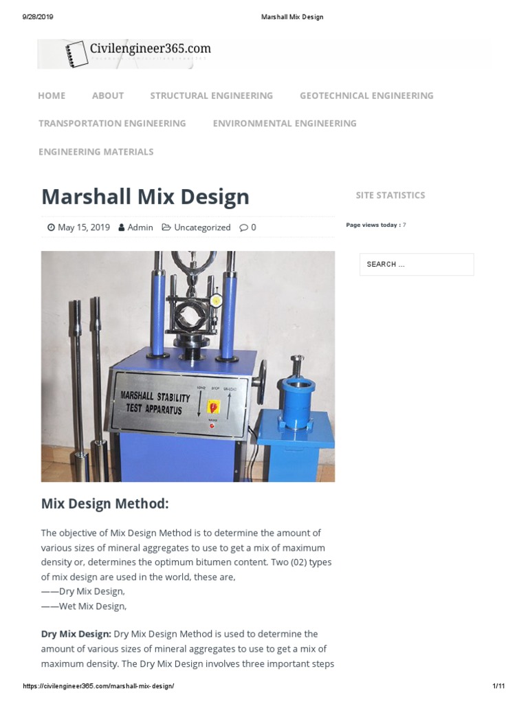 Marshall Mix Design-Good | PDF | Asphalt | Construction Aggregate