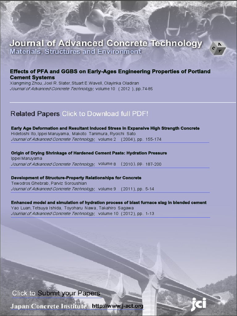 Effects of PFA and GGBS On Early-Ages Engineering Properties of ...