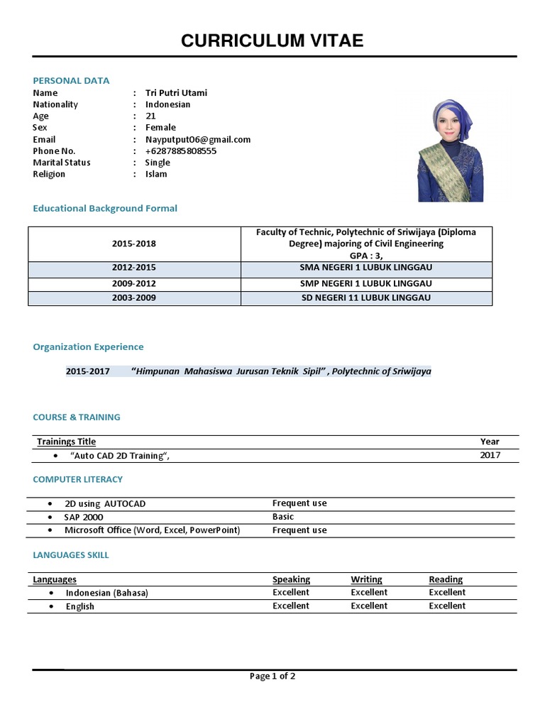 CV Tri Putri Utami (New) | PDF | Learning