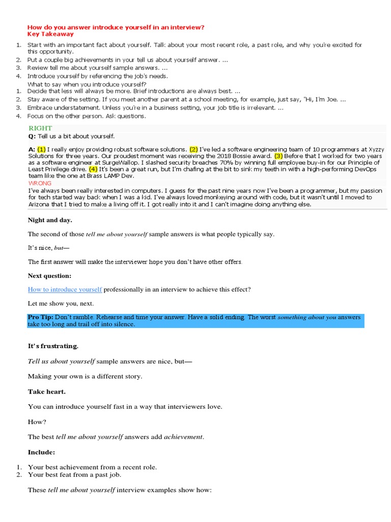 Introduce Yourself Sample