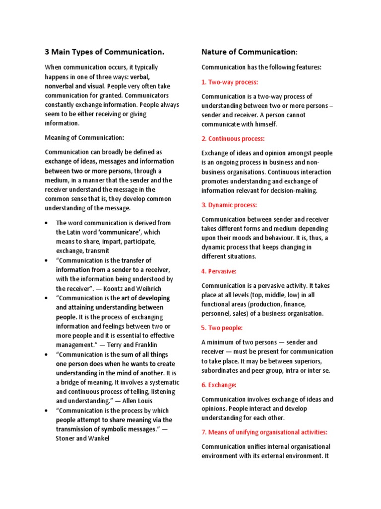 Three Main Types of Communication | PDF | Nonverbal Communication ...