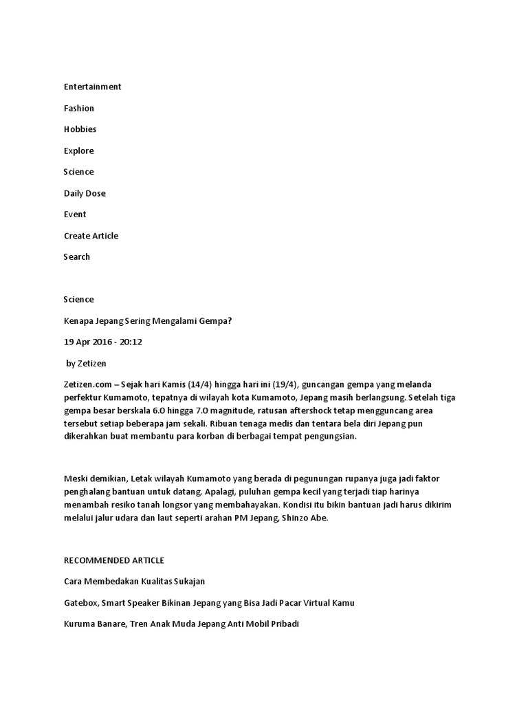 Kenapa Jepang Sering Mengalami Gempa | PDF