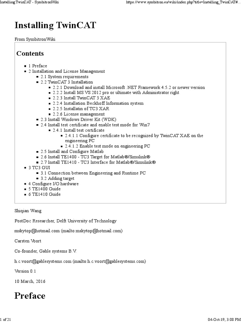 Installing TwinCAT - SymbitronWiki | PDF | Windows 7 | Microsoft Windows