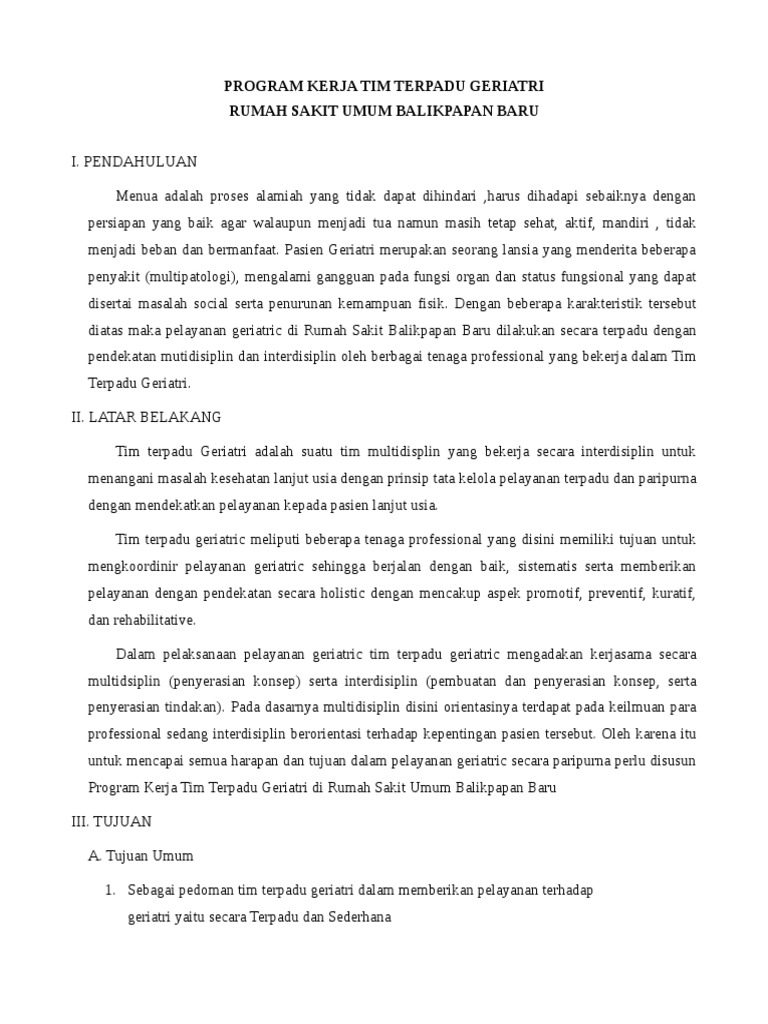 Program Kerja Geriatri | PDF