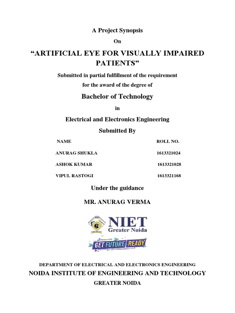 Final Year Project Synopsis | PDF | Visual Impairment | Computer Vision