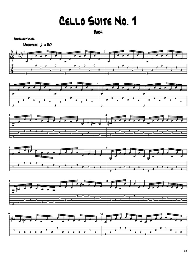 Bach's Cello Suite No. 1: A Musical Score and Analysis | PDF | Elements ...