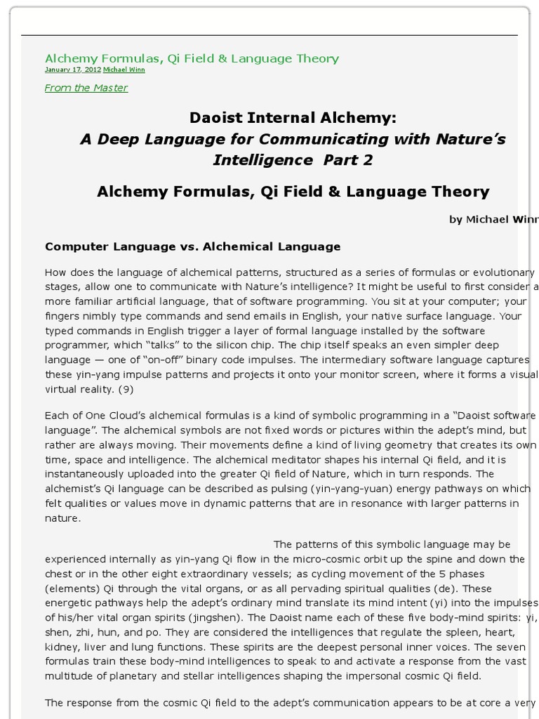 Alchemy Formulas, Qi Field & Language Theory | PDF | Neidan | Yin And Yang