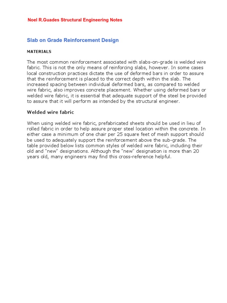 Slab On Grade Reinf Design | PDF | Prestressed Concrete | Concrete