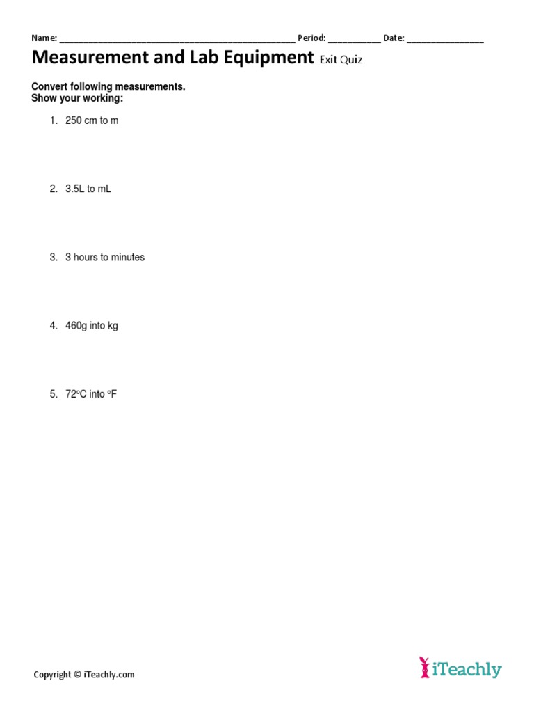 Measurement and Lab Equipment: Exit Quiz | PDF