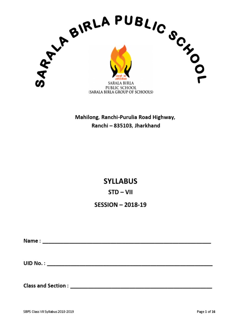 Comprehensive English and Hindi Syllabus for Standard 7th at SBPS ...