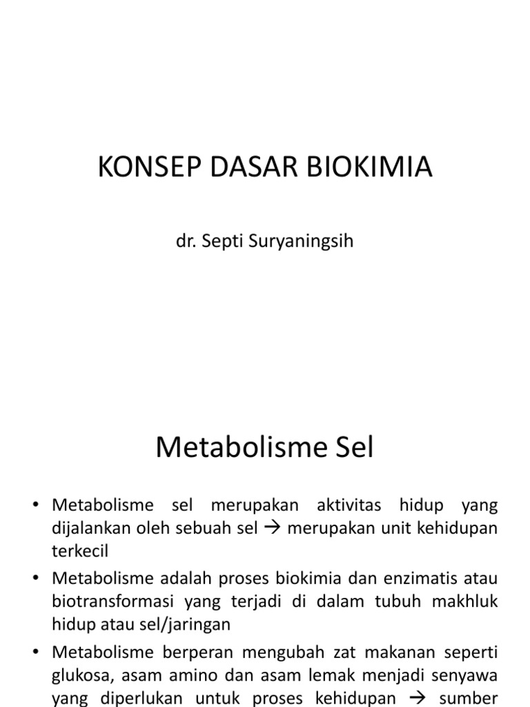 Konsep Dasar Biokimia Dan Metabolisme Karbohidrat Handout | PDF