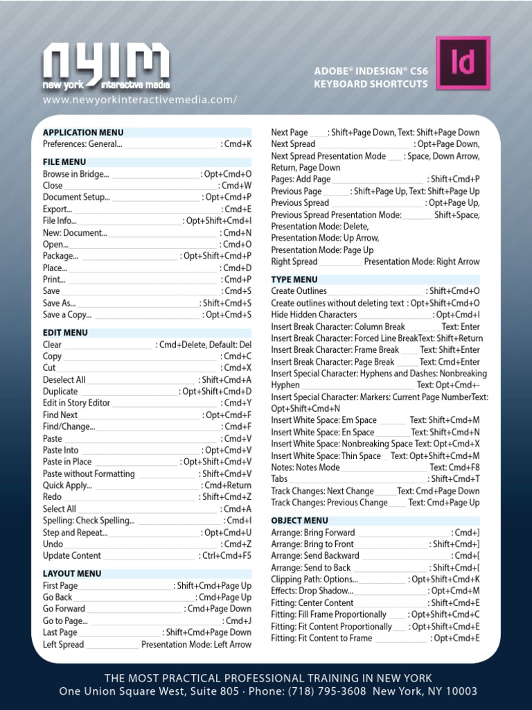 Adobe® INdeSIGN® CS6 KeyboArd ShortCutS PDF | Download Free PDF | Adobe ...