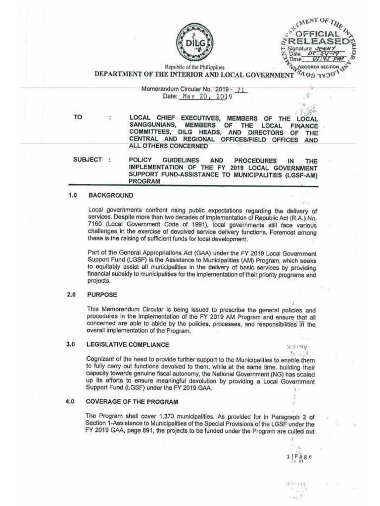 2019 Lgsf-Am Dilg MC Guidelines | PDF 2019 Lgsf-Am Dilg MC Guidelines | PDF