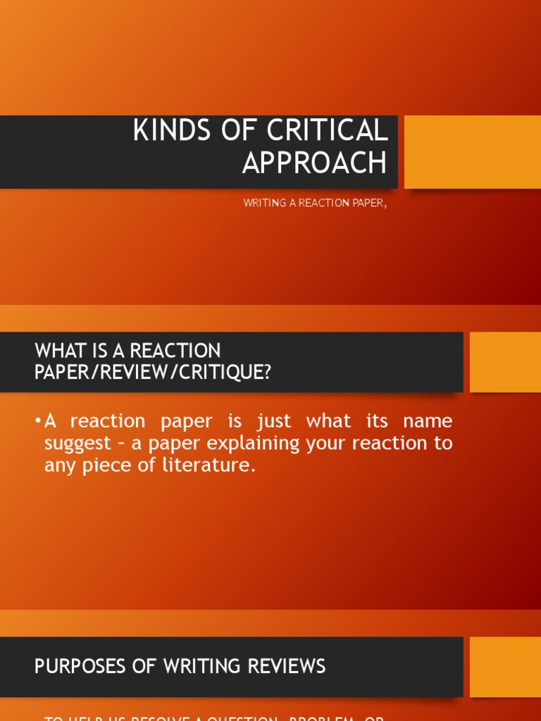 Kinds of Critical Approach: Writing A Reaction Paper | PDF | Id | Archetype