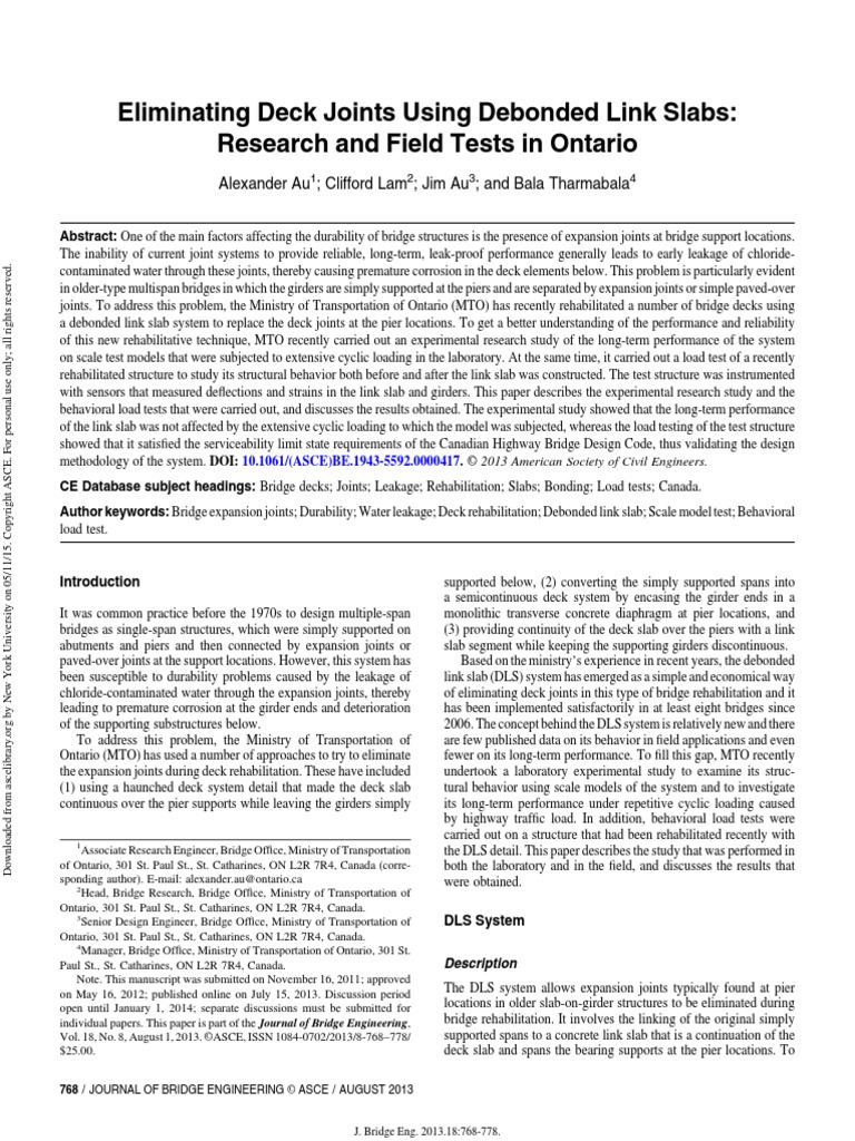 Eliminating Deck Joints Using Debonded Link Slabs PDF | PDF | Stress ...