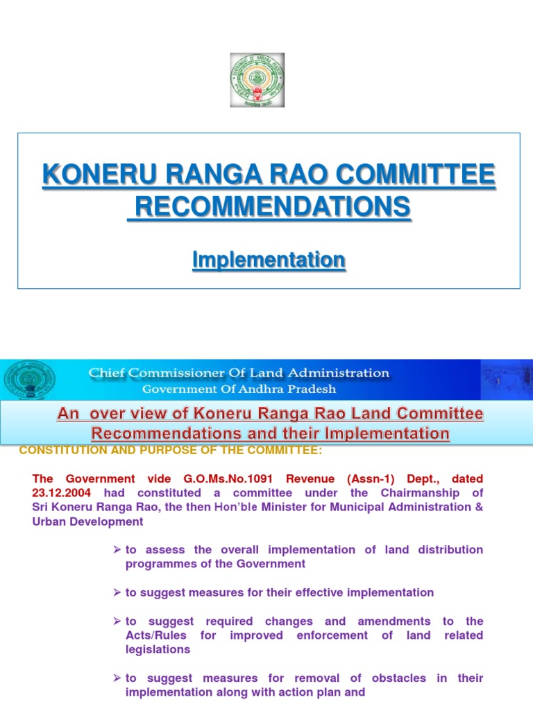 Koneru Ranga Rao Committee Recommendations PDF | PDF | Legal Aid | Justice