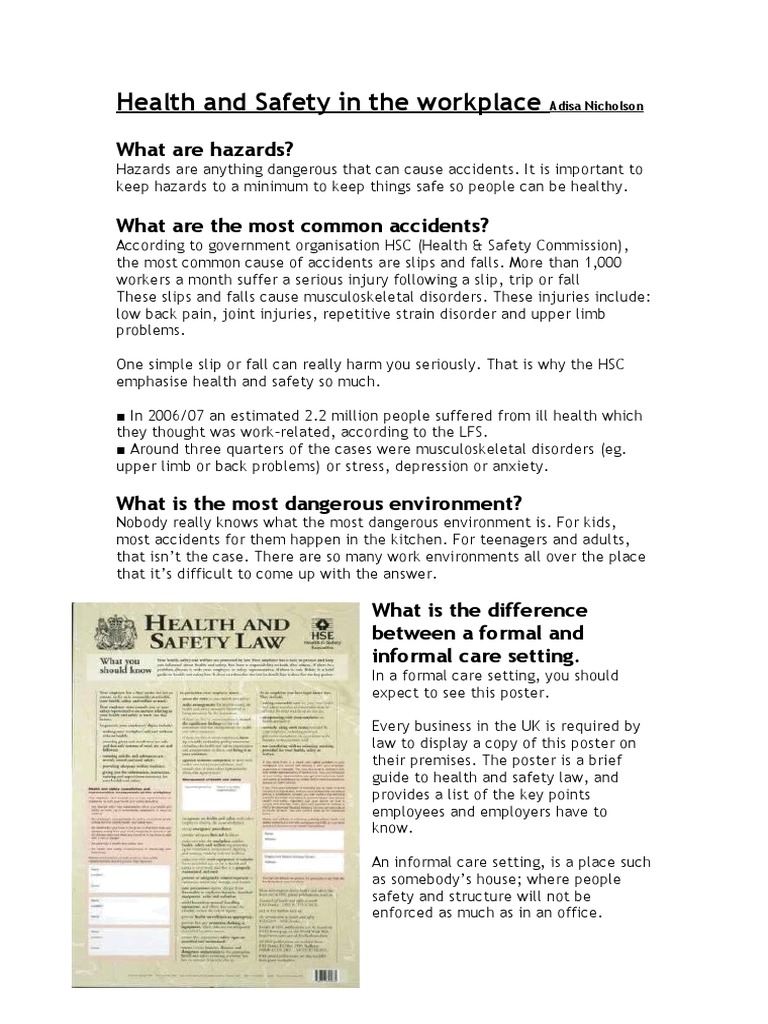 Health and Safety | PDF | Occupational Safety And Health | Working ...