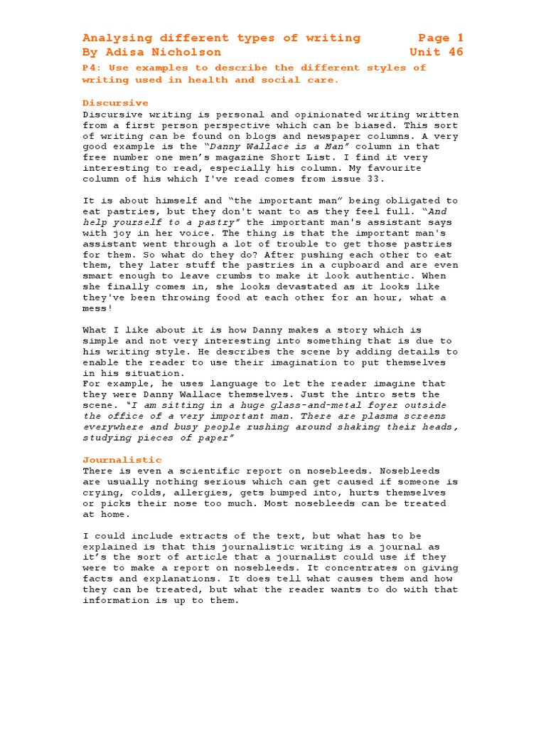 Analysing Types of Writing | PDF