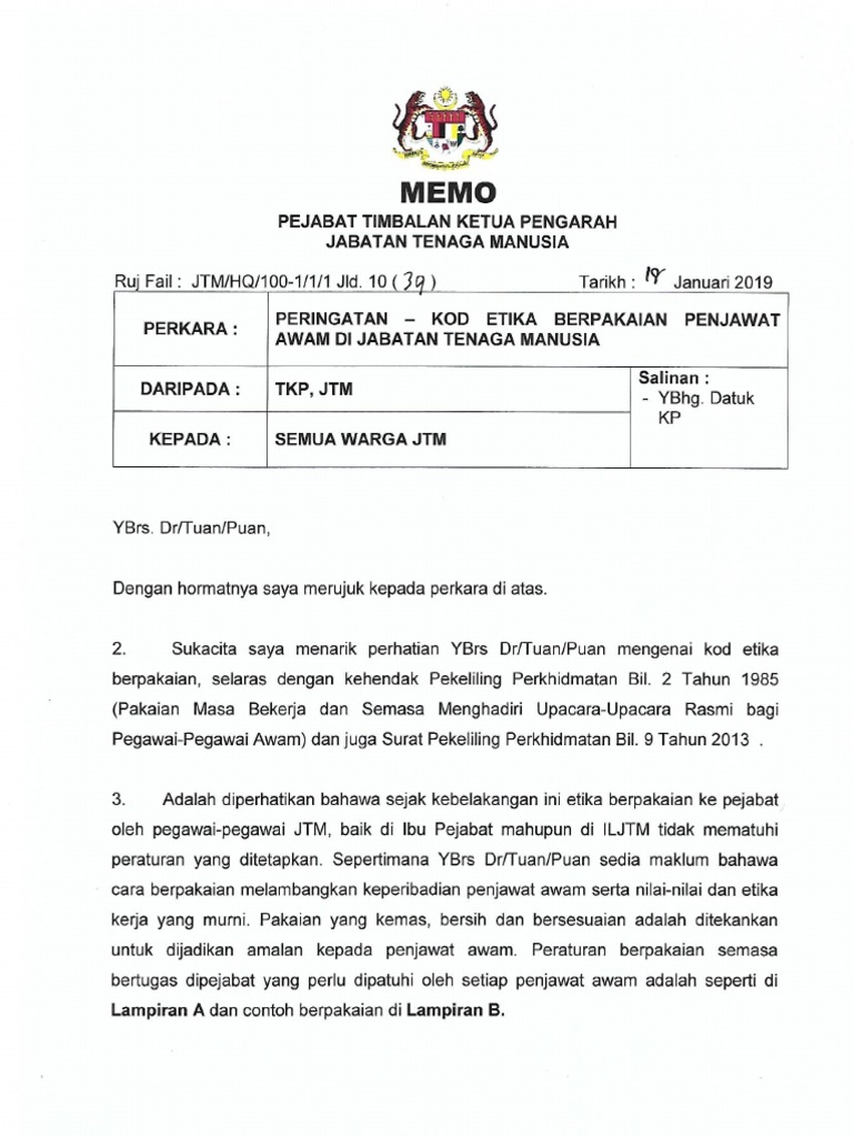 Etika Berpakaian JTM PDF | PDF