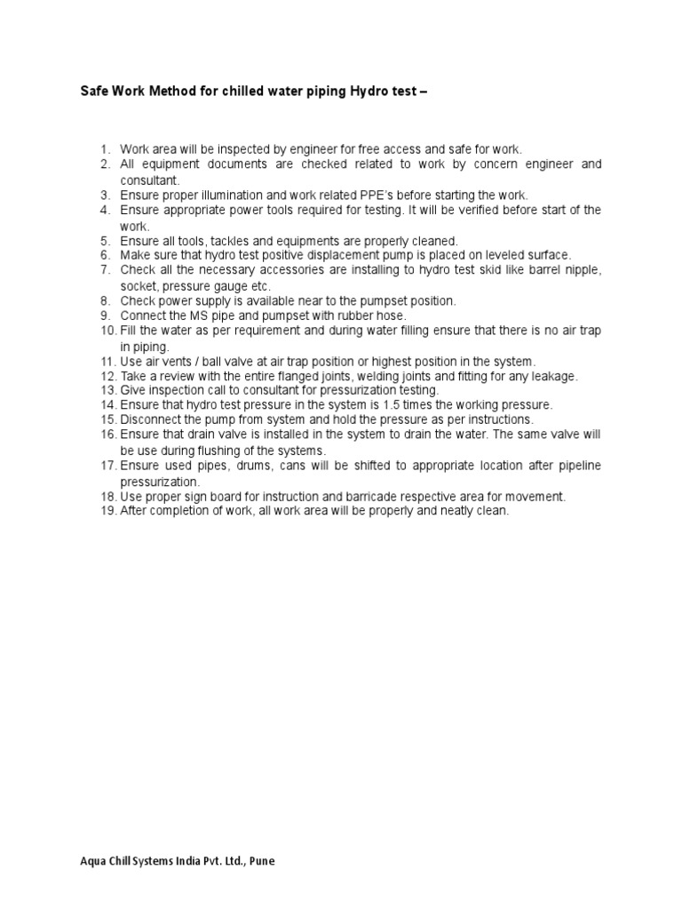 Hydrotest Safety Method for Piping | PDF