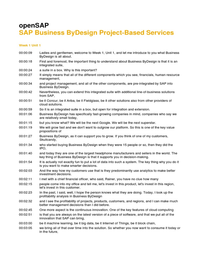 SAP ByDesign | PDF | Project Management | Sap Se