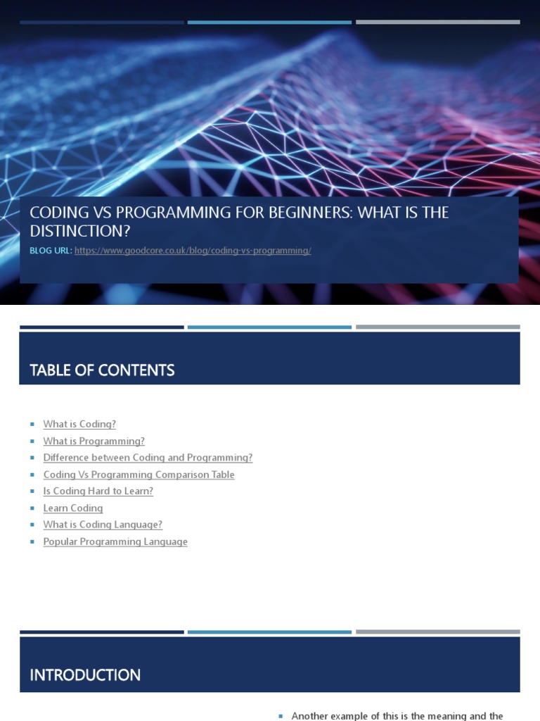 Coding Vs Programming For Beginners: What Is The Distinction? | PDF ...