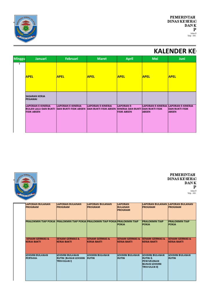 Kalender Kegiatan Puskesmas Rias | PDF