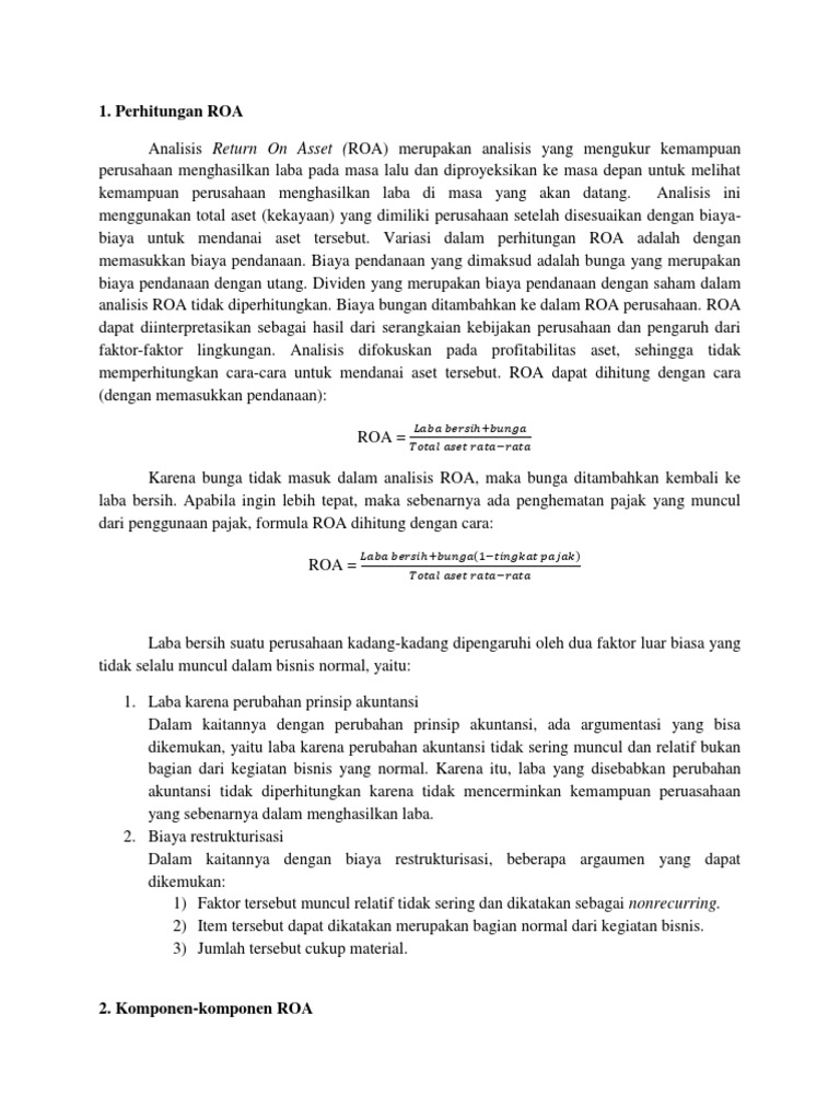 Analisis Perhitungan ROA | PDF