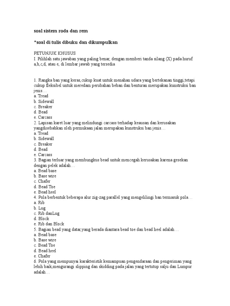Soal Sistem Rem | PDF