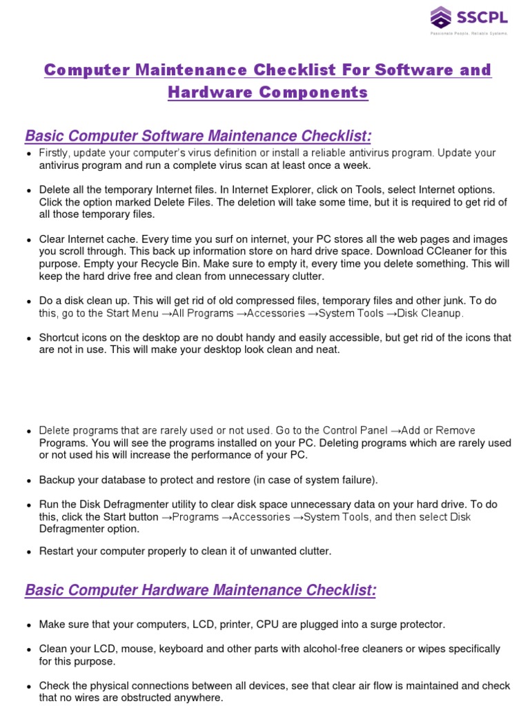 Computer Maintenance Guide: Software & Hardware | PDF | Personal ...
